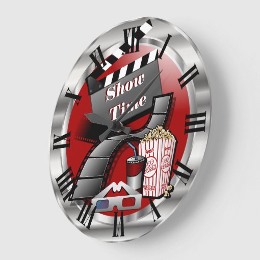 Modern Showtime Movie Theater Large Clock | Zazzle
