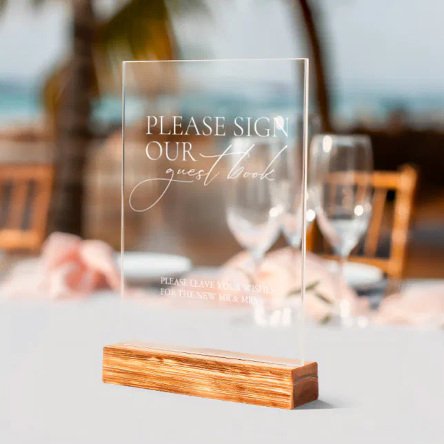 Modern Sign Our Guest Book Wedding Acrylic Sign | Zazzle