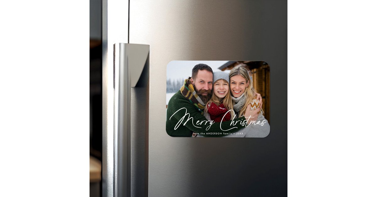 Modern Signature Script Photo Magnet | Zazzle