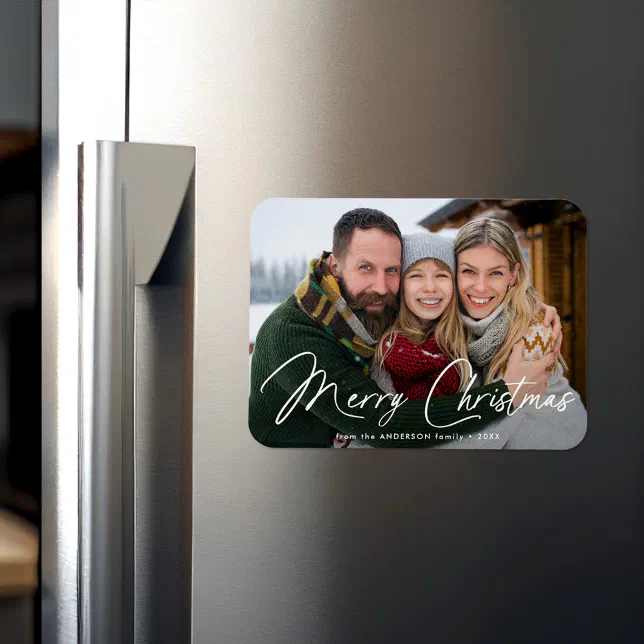 Modern Signature Script Photo Magnet | Zazzle