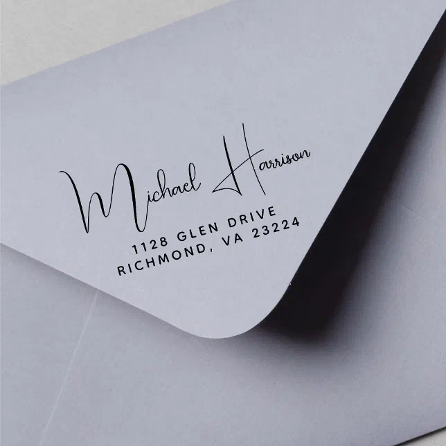 Modern Signature Script Return Address Rubber Stamp | Zazzle