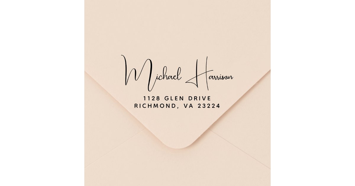 Modern Signature Script Return Address Self-inking Stamp | Zazzle