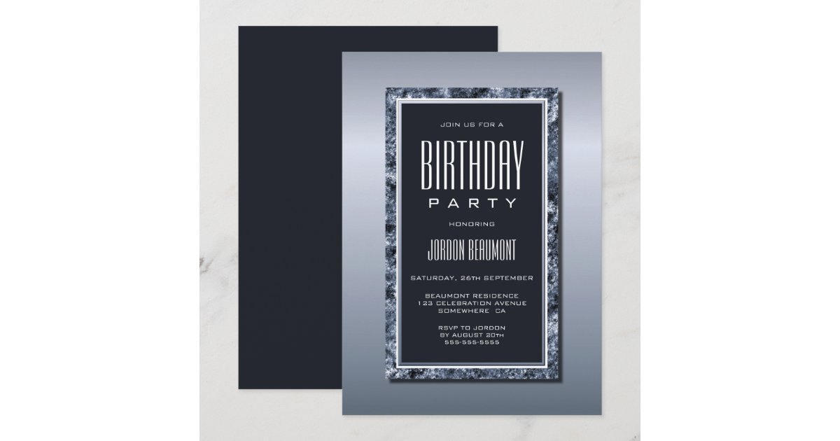 Modern Silver Birthday Party Invitation | Zazzle