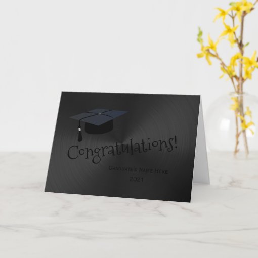 Modern Silver Black Congratulations Graduation Card | Zazzle