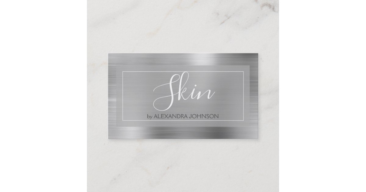 Modern Silver Foil Skin Care Business Card | Zazzle