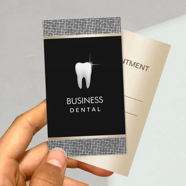 Modern Silver Glitter Border Dental Appointment | Zazzle