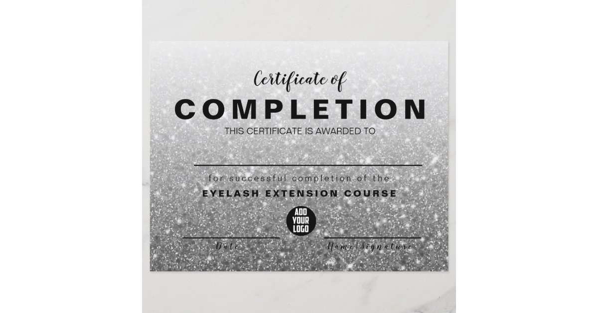 Modern Silver Glitter Certificate of Completion | Zazzle