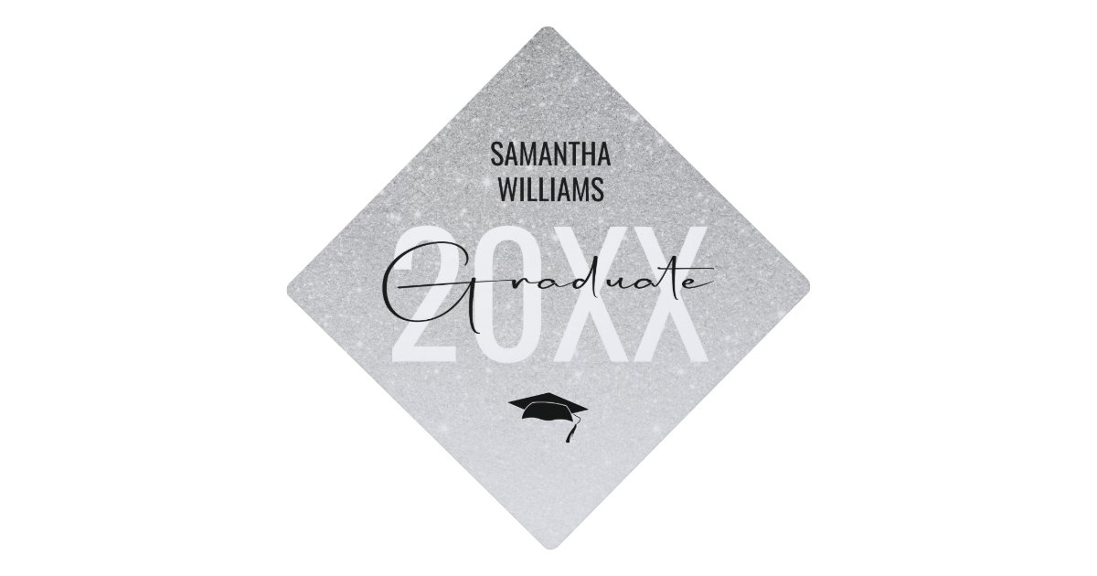 Modern Silver Glitter | Class Of Graduation Cap Topper | Zazzle