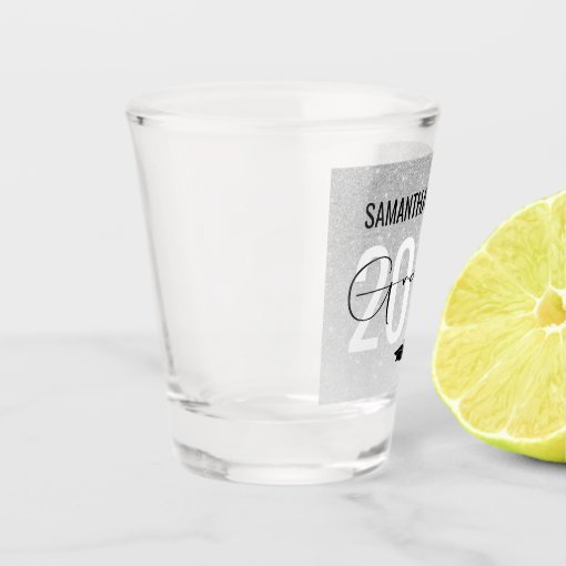 Modern Silver Glitter | Class Of Graduation Shot Glass | Zazzle