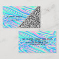 Modern Silver Glitter, Geometric, Holographic Business Card | Zazzle