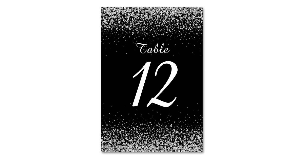 Modern Silver Glitter Night Sky Table Number | Zazzle