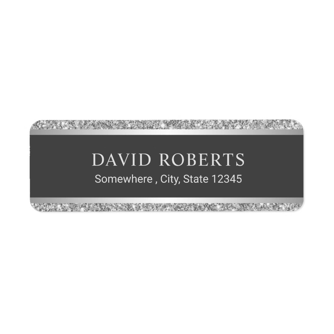 Modern Silver Glitter Professional Label | Zazzle
