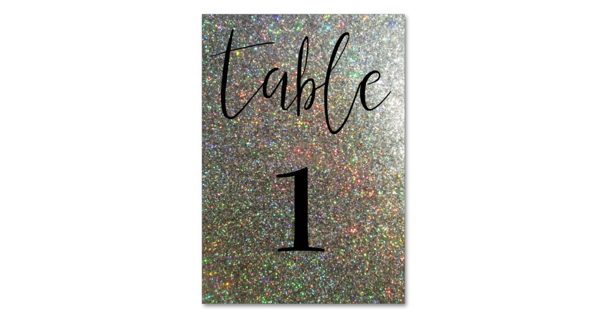 Modern Silver Glitter Table Card | Zazzle