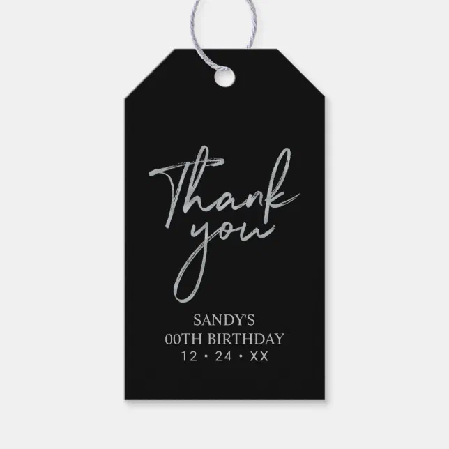 Modern Silver Lettering Party Favor Thank you Gift Gift Tags | Zazzle