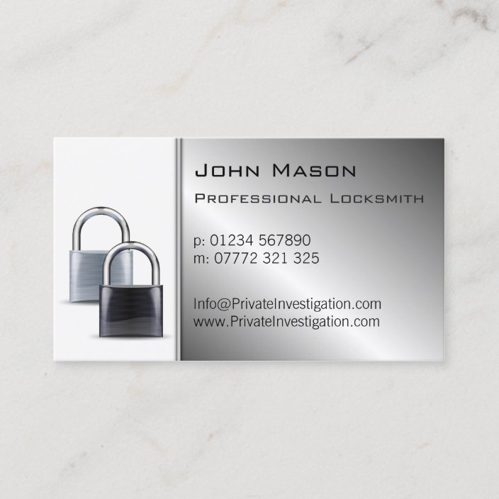 Modern Silver Locks, Locksmith Business Card | Zazzle.com