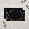Modern Silver Look Geometric on Black Business Card | Zazzle