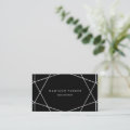 Modern Silver Look Geometric on Black Business Card | Zazzle