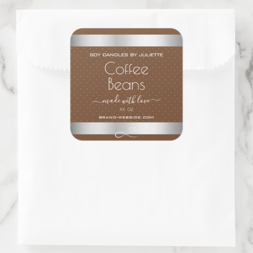 Modern Silver Packaging Labels Brown Coffee Beans | Zazzle