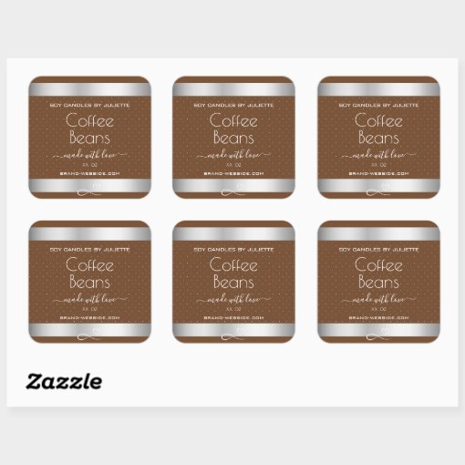 Modern Silver Packaging Labels Brown Coffee Beans | Zazzle