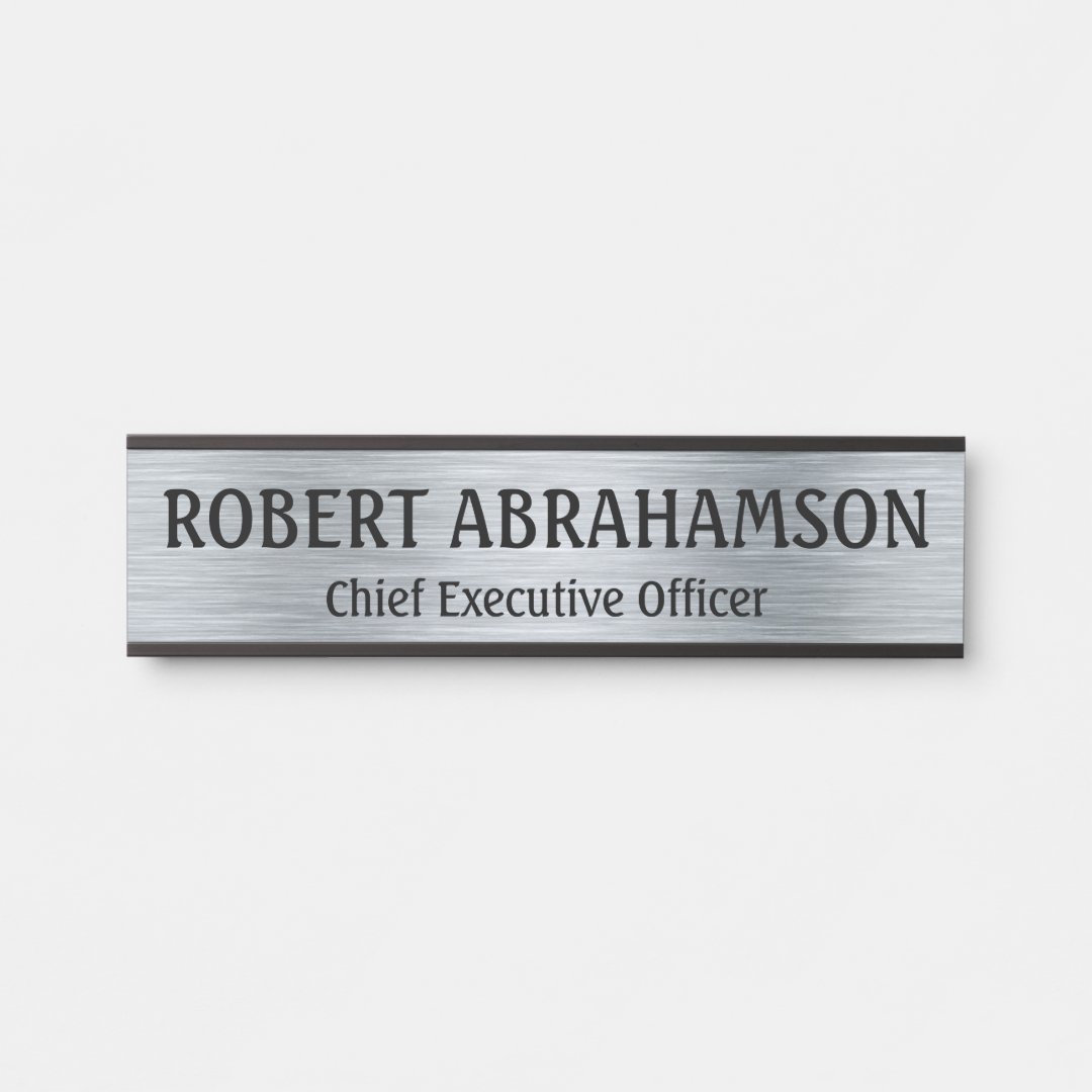Modern Silver Professional Door Sign Long Name | Zazzle