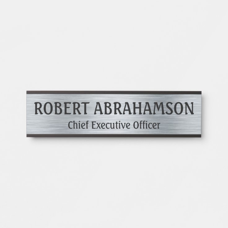 Modern Silver Professional Door Sign Long Name | Zazzle