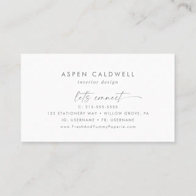 Modern Silver Script Business Card | Zazzle