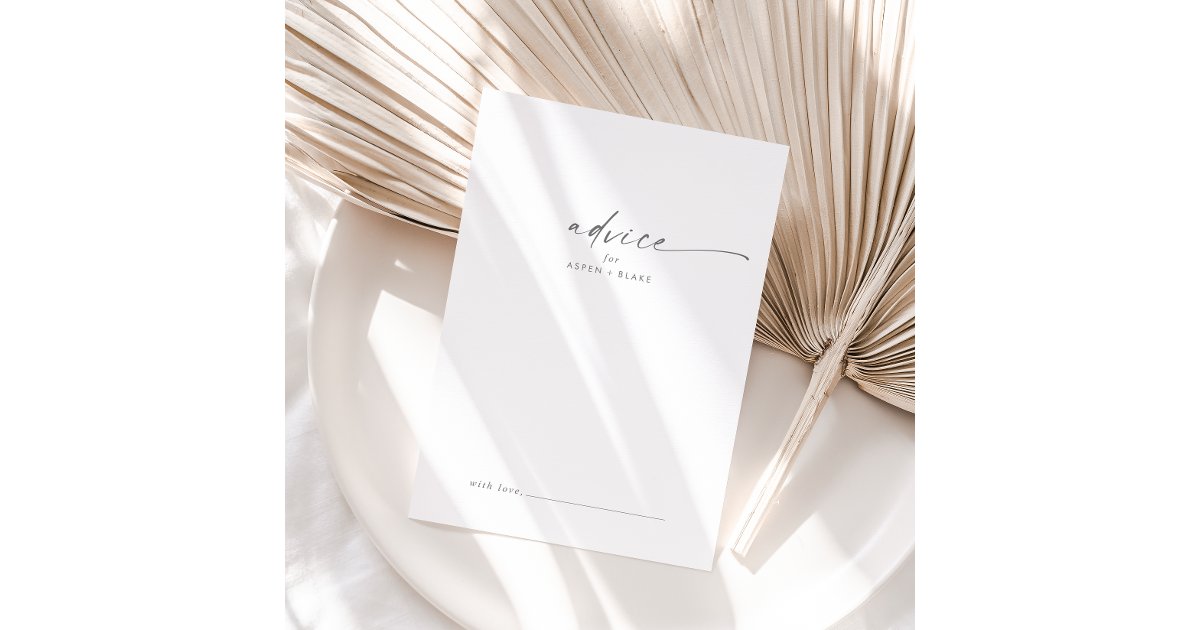 Modern Silver Script Wedding Advice Card | Zazzle