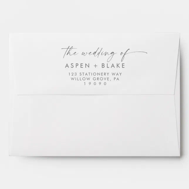 Modern Silver Script Wedding Invitation Envelope | Zazzle