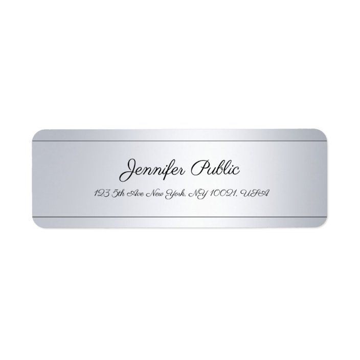 Modern Silver Template Handwritten Script Text Label | Zazzle.com