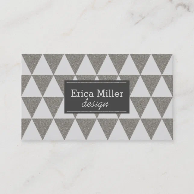 "Modern Silver Triangle" Business Card | Zazzle