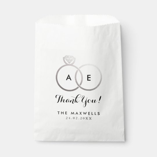 Modern Silver Wedding Rings Favor Bag | Zazzle.com