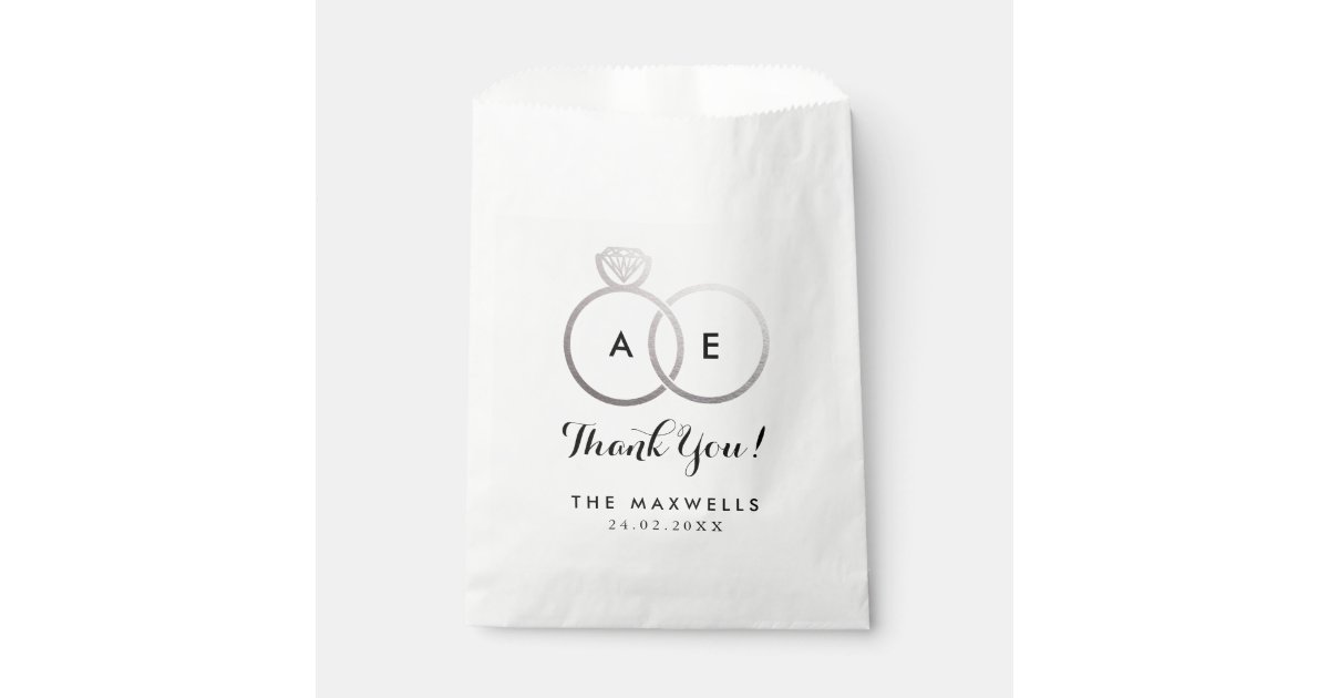 Modern Silver Wedding Rings Favor Bag | Zazzle
