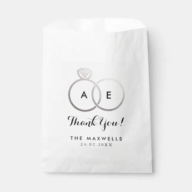 Modern Silver Wedding Rings Favor Bag | Zazzle