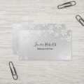 Modern Silver Winter Snowflakes Business Card | Zazzle