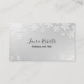 Modern Silver Winter Snowflakes Business Card | Zazzle