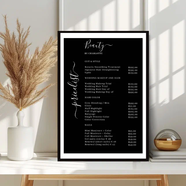 Modern Simpel Price List Poster | Zazzle