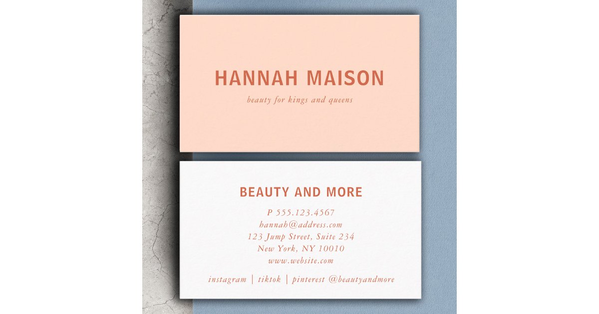 Modern, simpel, professional, salon, peach business card | Zazzle