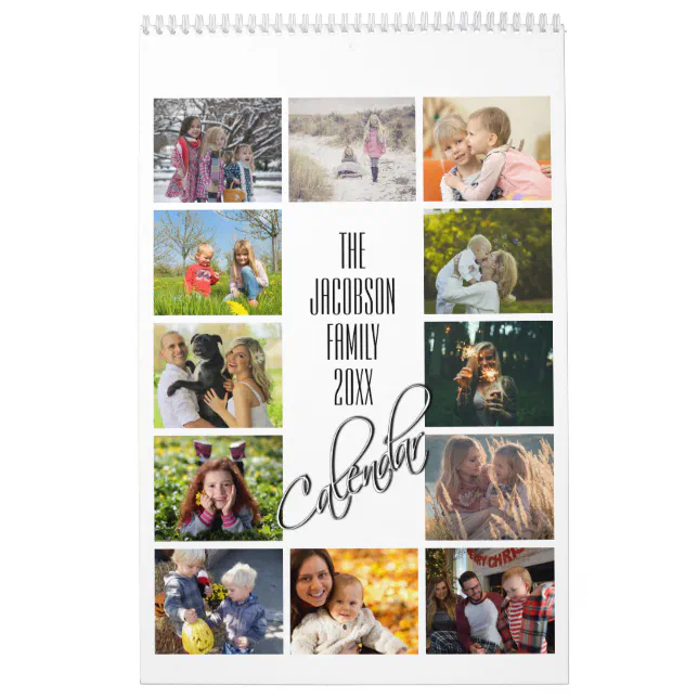Modern Simple 12 Month Family Photo Calendar | Zazzle