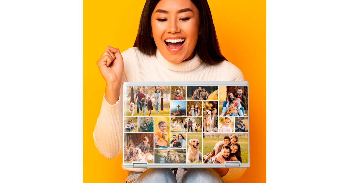 Modern Simple 18 Photo Collage Unique HP Laptop Skin | Zazzle