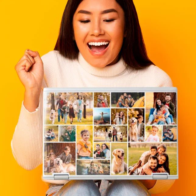 Modern Simple 18 Photo Collage Unique HP Laptop Skin | Zazzle
