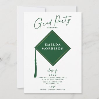 Modern Simple 2 Photo Green Graduation Party Invitation | Zazzle