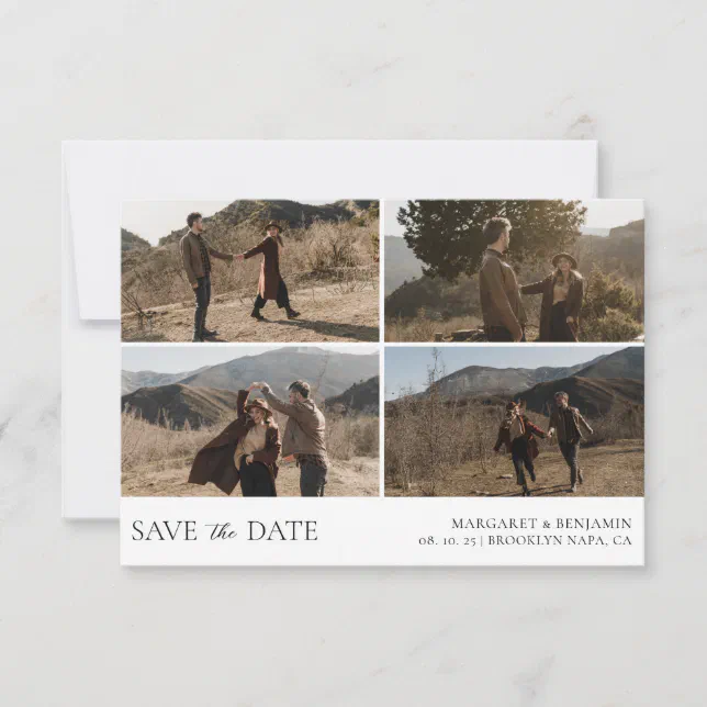 Modern Simple 4 Photo Wedding Save The Date | Zazzle
