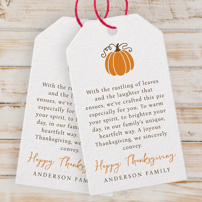 Modern Simple Autumn Pumpkin Thanksgiving Gift Tags | Zazzle