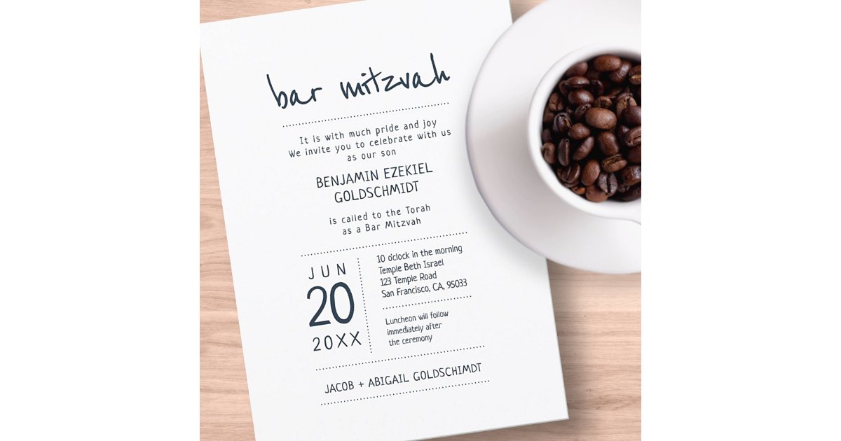 Modern + Simple Bar Mitzvah Invitation | Zazzle