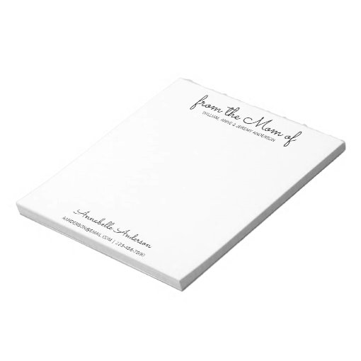 Modern Simple Basic Script From the Mom Mother Notepad | Zazzle