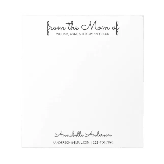 Modern Simple Basic Script From the Mom Mother Notepad | Zazzle