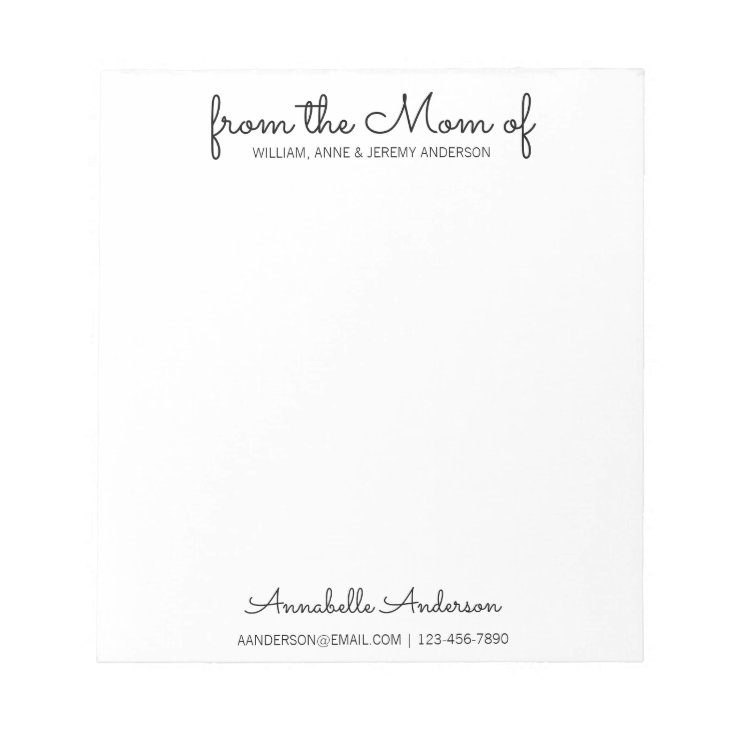 Modern Simple Basic Script From the Mom Mother Notepad | Zazzle