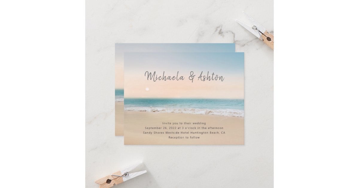 Modern Simple Beach Wedding Invitation | Zazzle