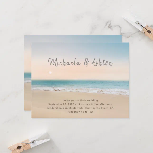 Modern Simple Beach Wedding Invitation | Zazzle