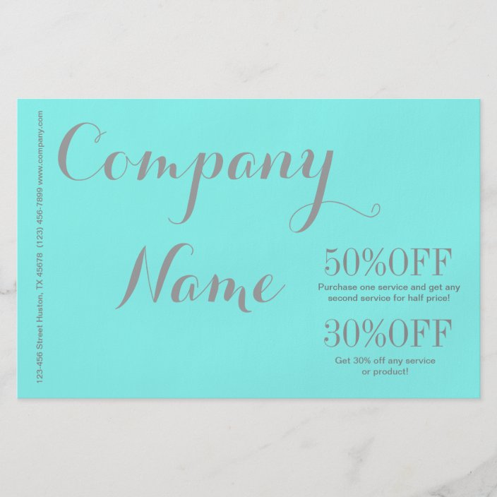 modern simple beauty salon Aqua blue Turquoise Flyer | Zazzle.com